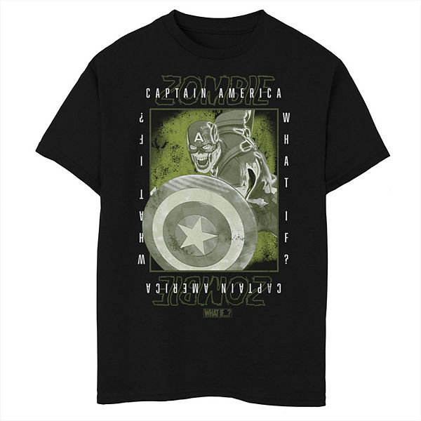 Boys 8-20 Marvel What If Captain Zombie Box Poster Graphic Tee