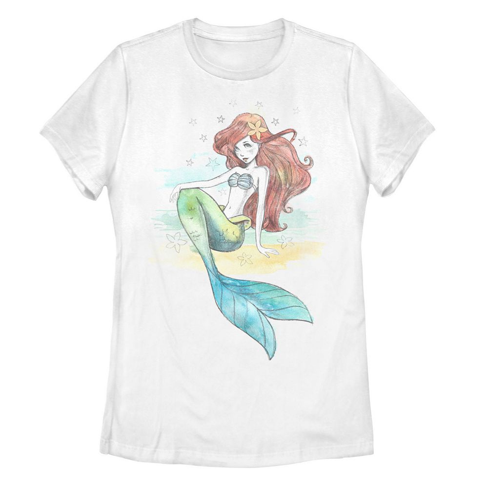 Disney's Princess The Little Mermaid Ariel Star Fish Sketch Juniors' Tee