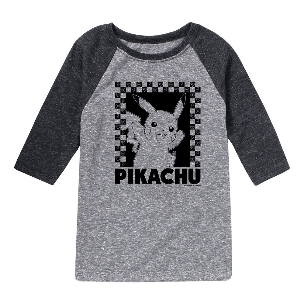 Boys 8-20 Pokemon Pika Checkers Graphic Raglan Tee