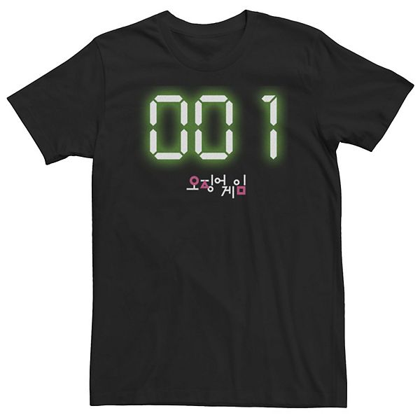 Men's Squid Game Player 001 Digital Number Tee