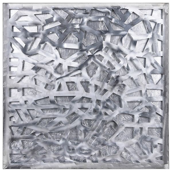 Silver Enigma Polished Steel Silver Leaf 3D Abstract Metal Wall Art