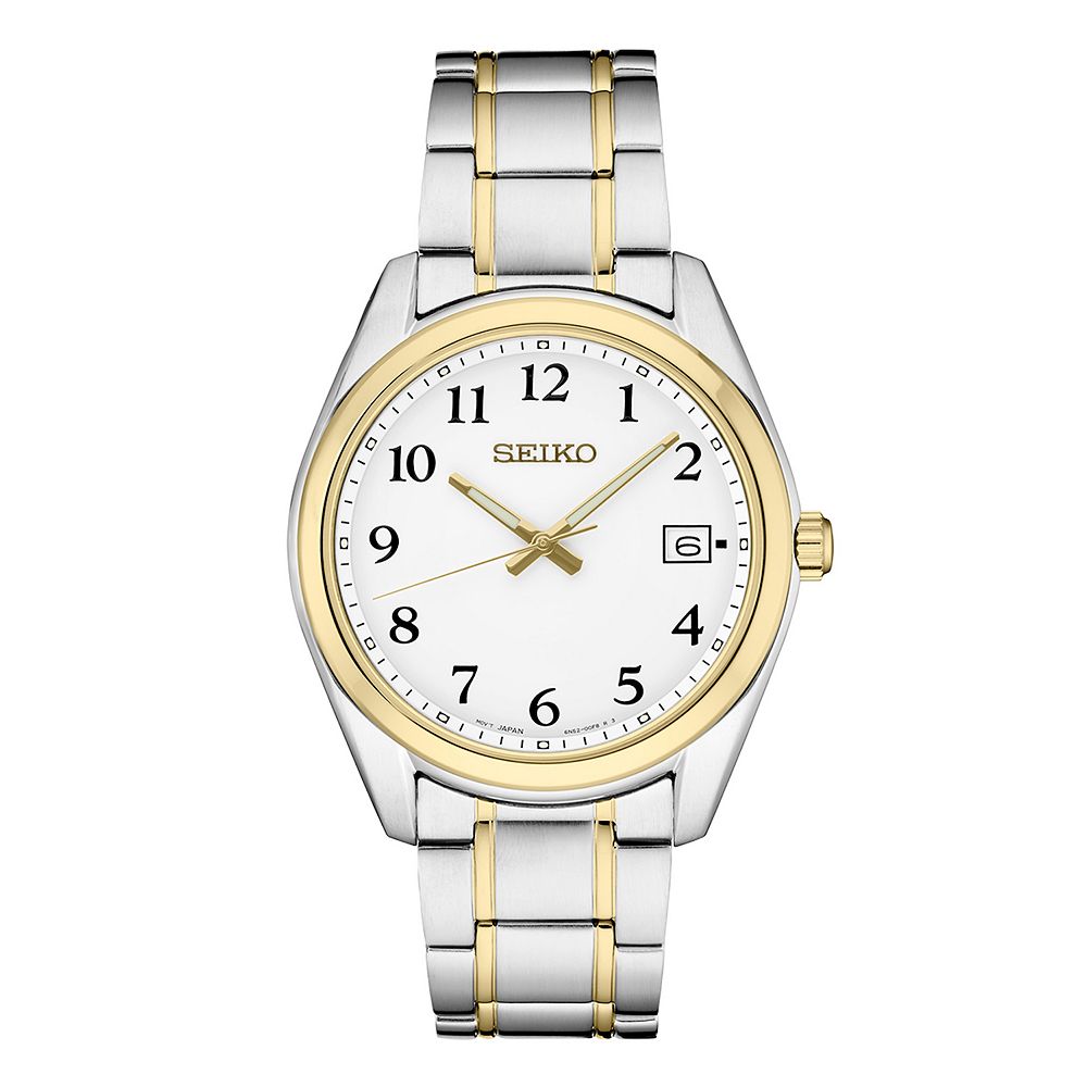 Seiko Men's Essential Two Tone Stainless Steel White Dial Watch - SUR460