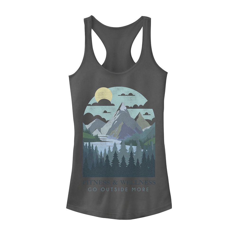 Juniors' Trendy "Fitness & Wellness Go Outside More" Mountain Scene ...