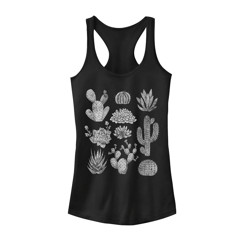 Juniors' Trendy White Cactus Flora Tank Top