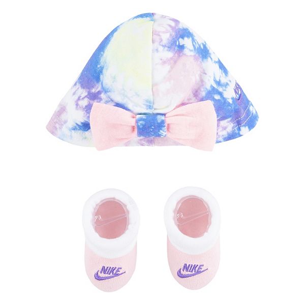 Newborn Baby Girl Nike Tie Dye Turban Hat & Booties Set