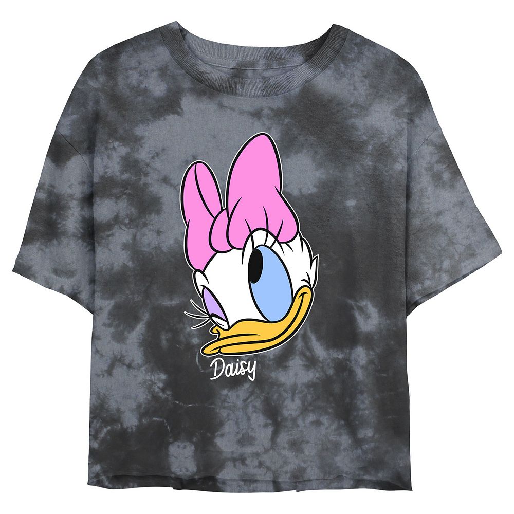 Disney's Daisy Duck Juniors' Winking Face Portrait Wash Crop Tee