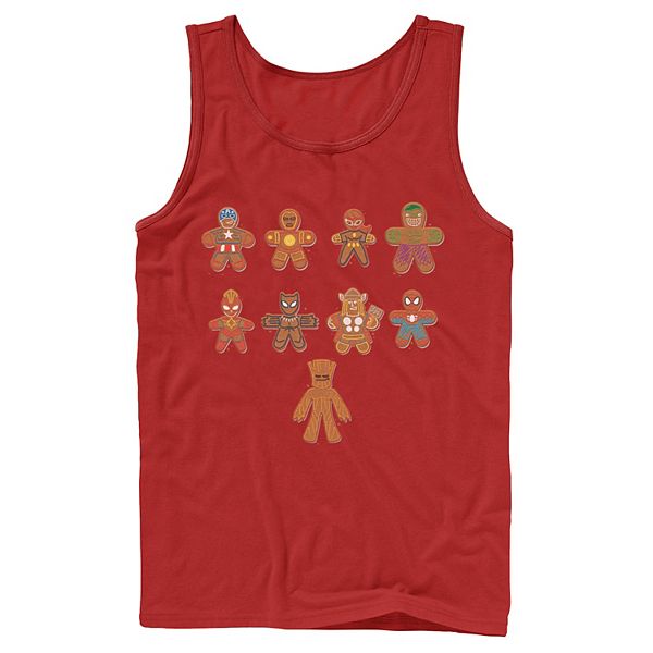 Men's Marvel Avengers Gingerbread Cookie Line Up Tank Top