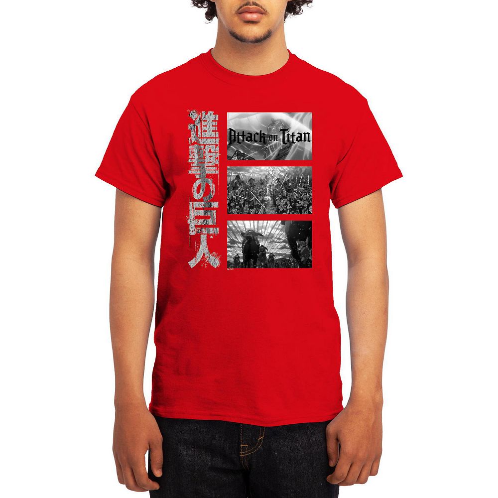Men's Attack on Titan Three Frame Fight Kanji Tee