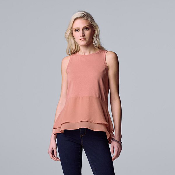 Women's Simply Vera Vera Wang Tiered Peplum-Hem Tank