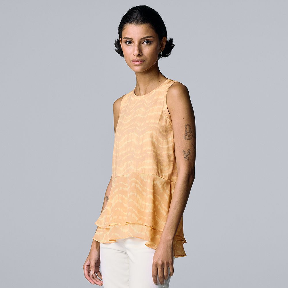 Women's Simply Vera Vera Wang Tiered Peplum-Hem Tank