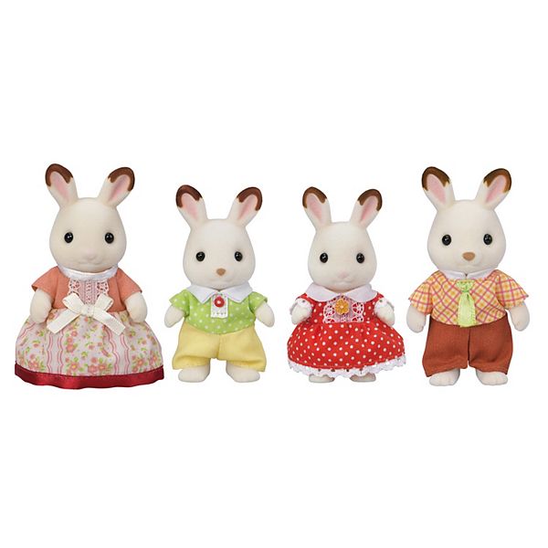 Calico Critters Hopscotch Rabbit Family Set of 4 Collectible Doll Figures