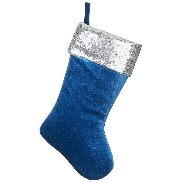 National Tree Company Blue Velvet Christmas Stocking