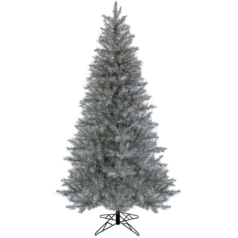 National Tree Company Pre-Lit 7.5-ft. Silver Metallic Artificial ...