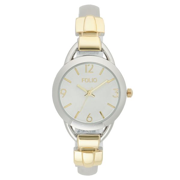Folio Women's Two Tone Hinged Bangle Watch