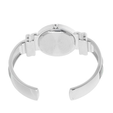 Folio Women's Silver Tone & Simulated Abalone Bangle Watch