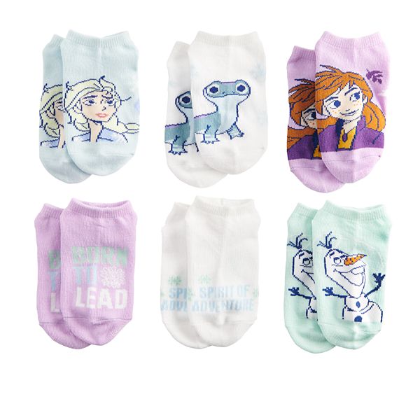 Disney's Frozen 2 Girls 4-6x 6-Pack No-Show Socks