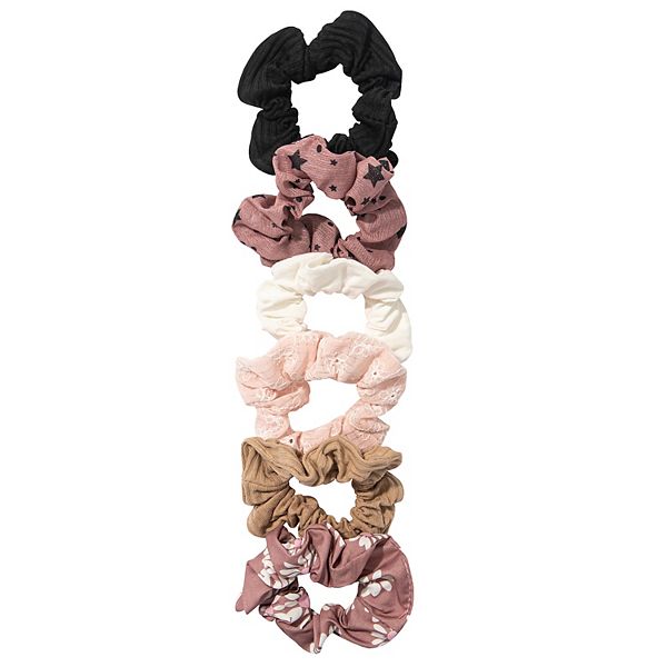 SO® 6-pack Pink Floral Variety Scrunchie Set