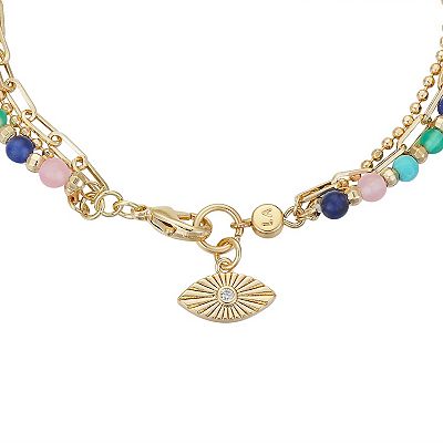 Love This Life Triple Strand Beaded Evil Eye Bracelet