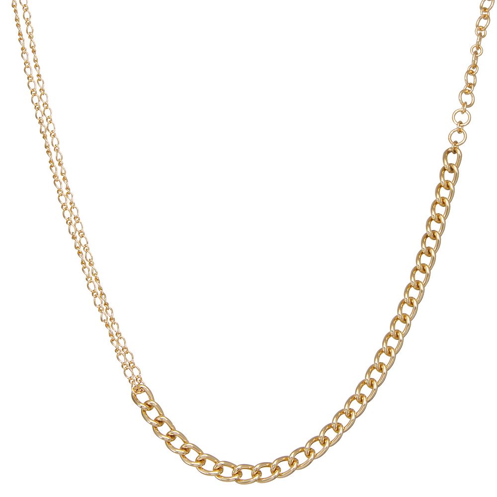 Nine West Gold Tone Asymmetrical Layered Chain Necklace