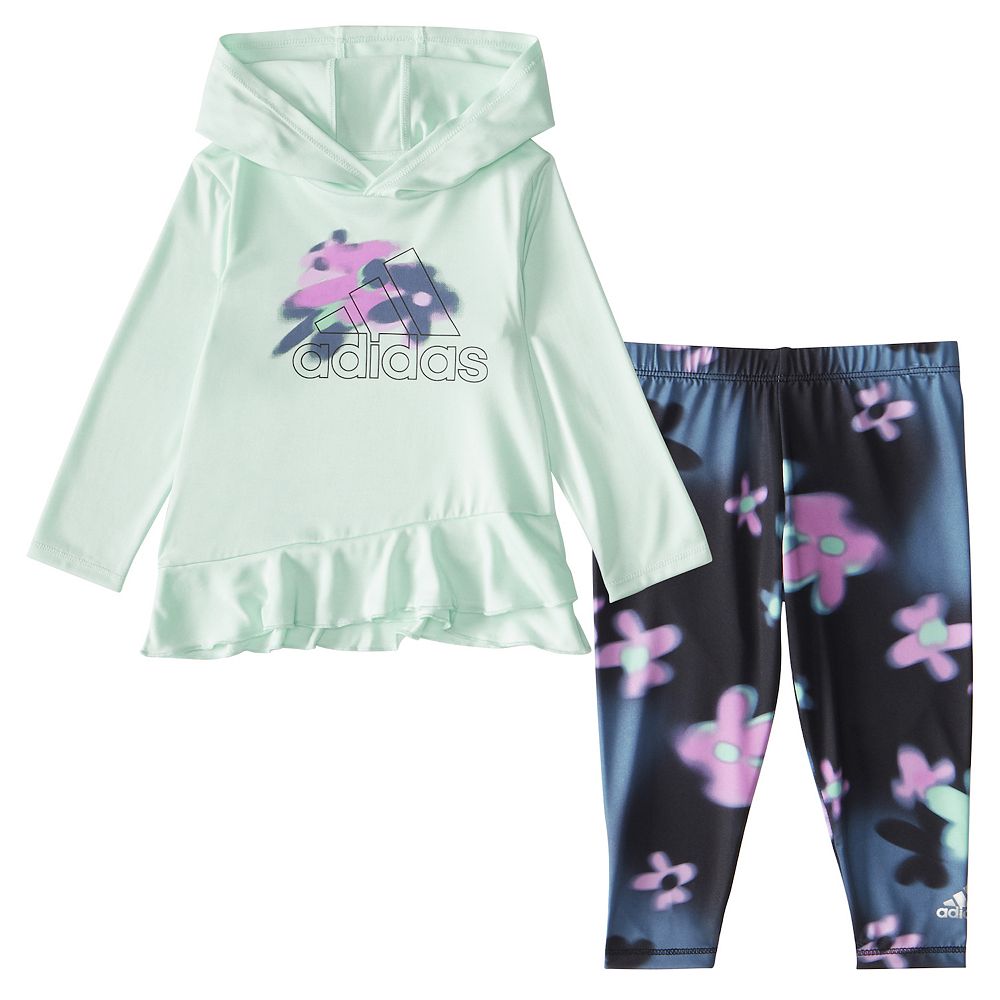 Baby & Toddler Girl adidas Hooded Ruffle Hem Top & Watercolor Camo ...