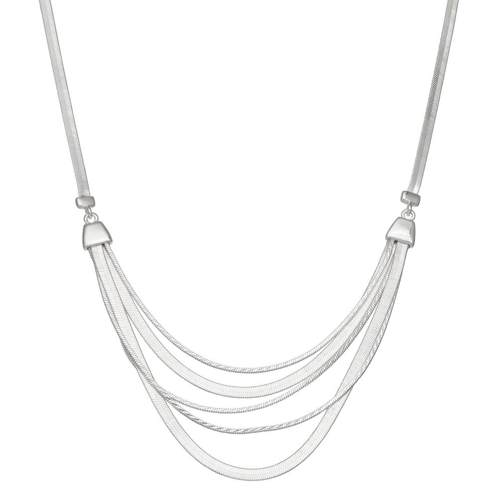 Napier Silver Tone Multirow Necklace