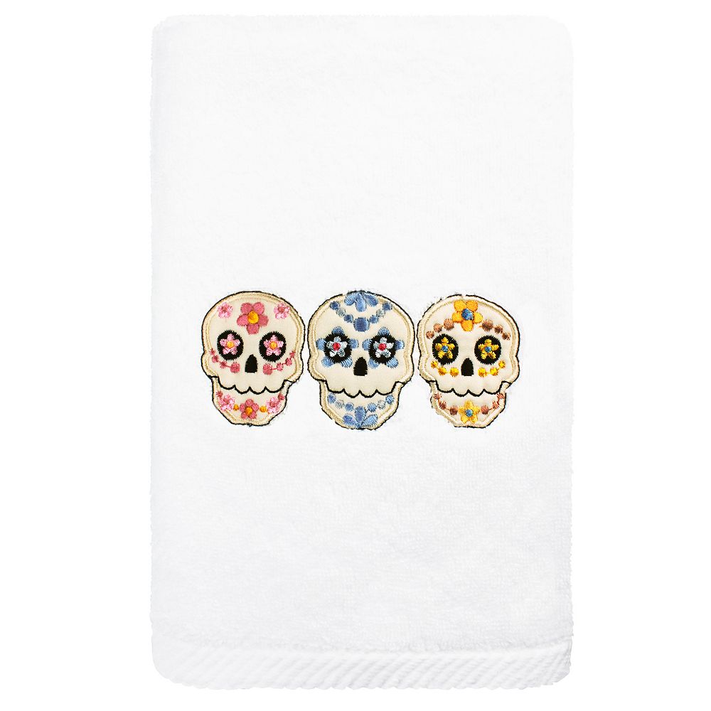 Linum Home Textiles Skulls Embroidered Luxury Turkish Cotton Hand Towel