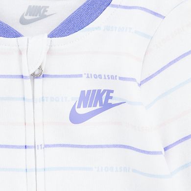 Baby Nike Just Do It Striped Sleep & Play One Piece Pajamas