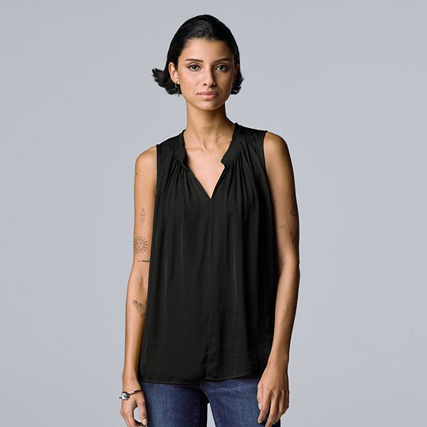 Womens Simply Vera Vera Wang Pleated Tank