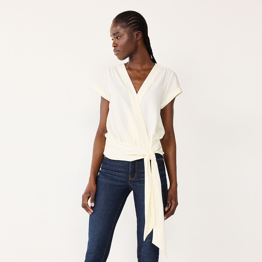 Women's Nine West Tie Waist Wrap Top