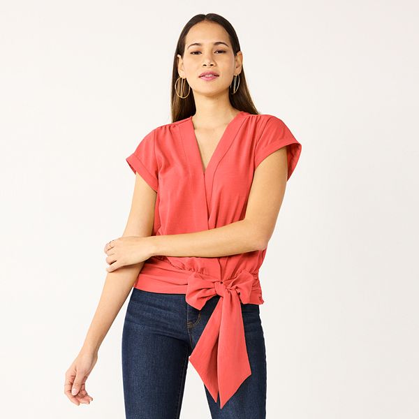 Women's Nine West Tie Waist Wrap Top