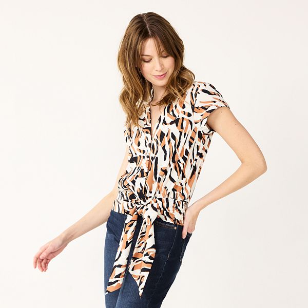 Women's Nine West Tie Waist Wrap Top