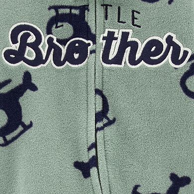 Baby Boy Carter's "Little Brother" Helicopter Zip Fleece Sleep & Play