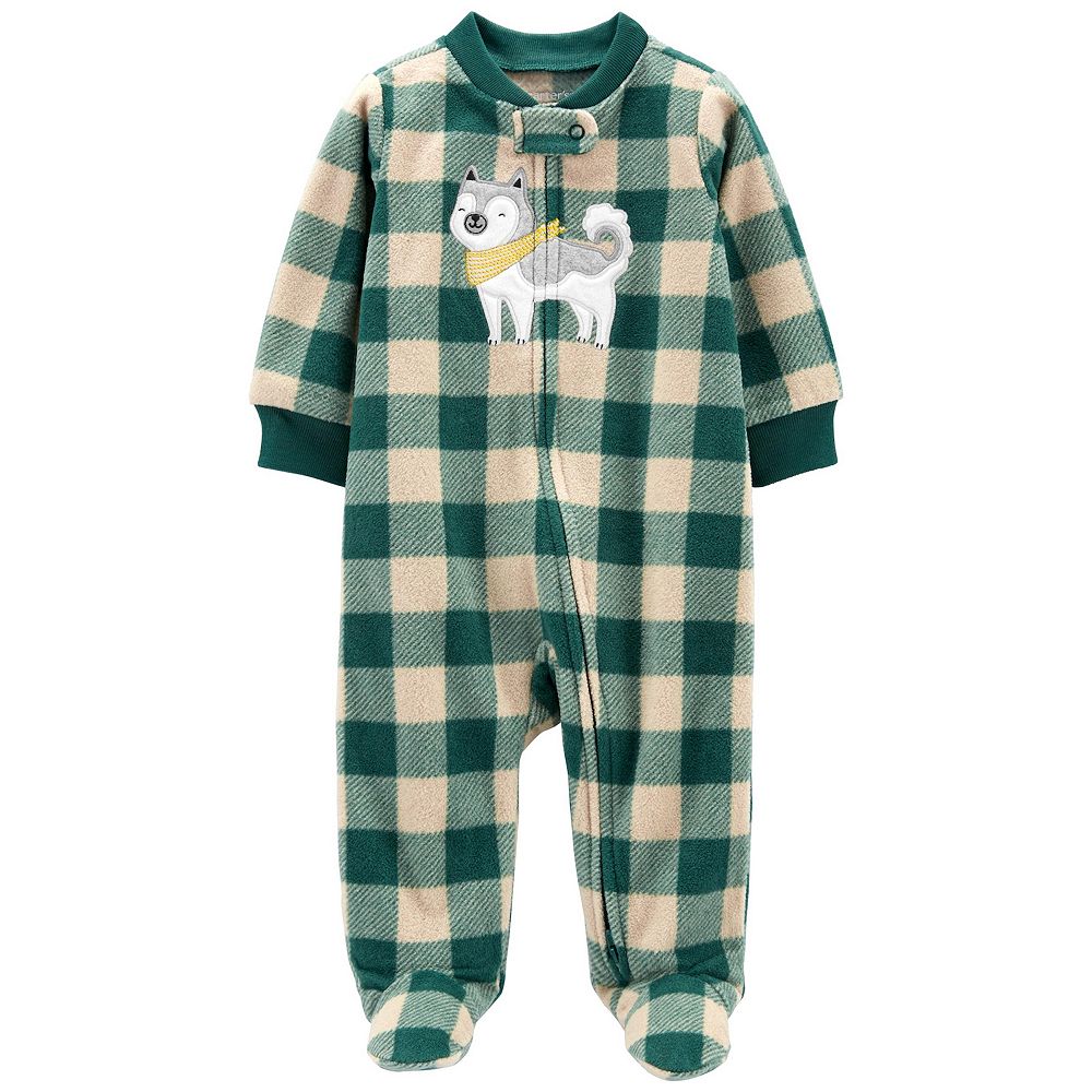 Baby Boy Carter's Fleece Plaid Doggy Zip-Up Sleep & Play