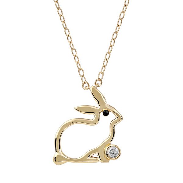 DeCouer Diamond Accent Rabbit Pendant Necklace