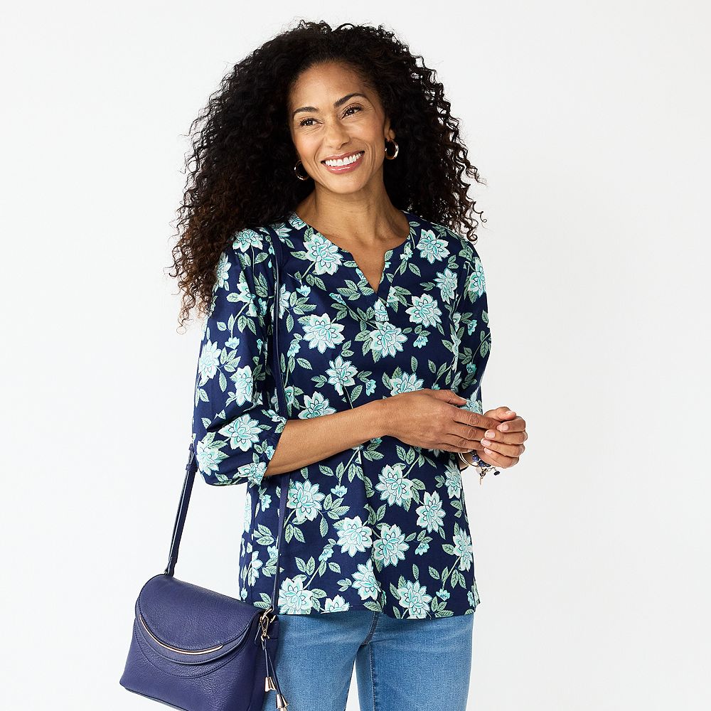 Women's Croft & Barrow® Print Splitneck Top