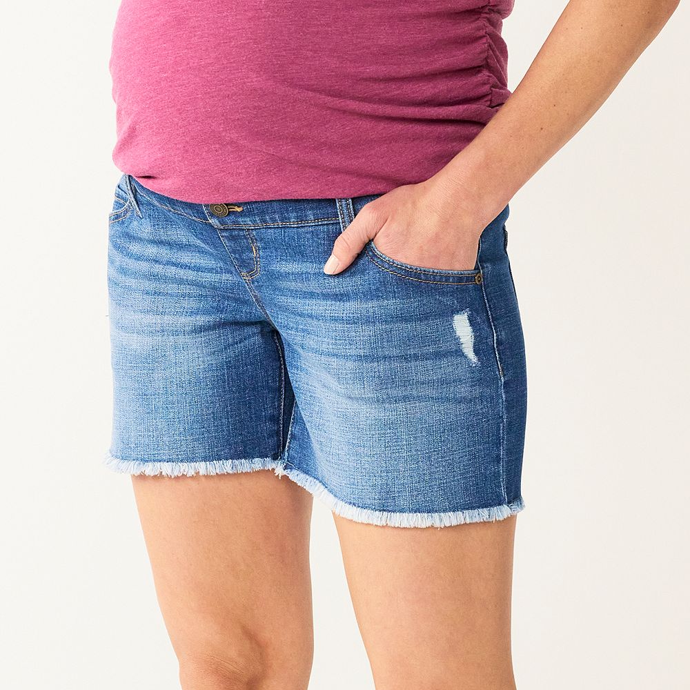 Maternity Sonoma Goods For Life® Inset Over-The-Belly Frayed Jean Shorts