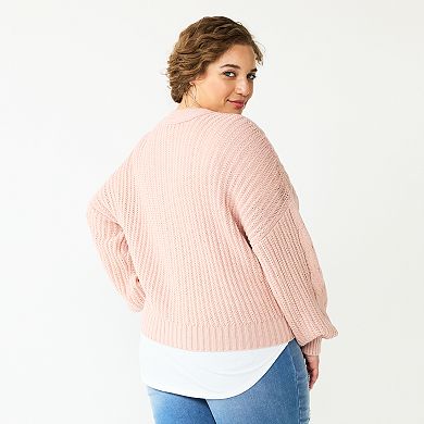 Juniors' Plus Size SO® Cable Cropped Cardigan