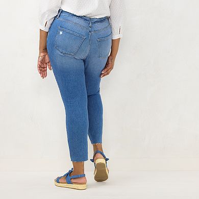 Plus Size LC Lauren Conrad Raw-Hem Mid-Rise 5-pocket Skinny Jeans