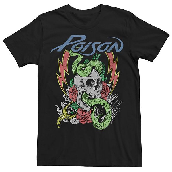 Men's Poison Snake Skull Rose Neon Logo Tee