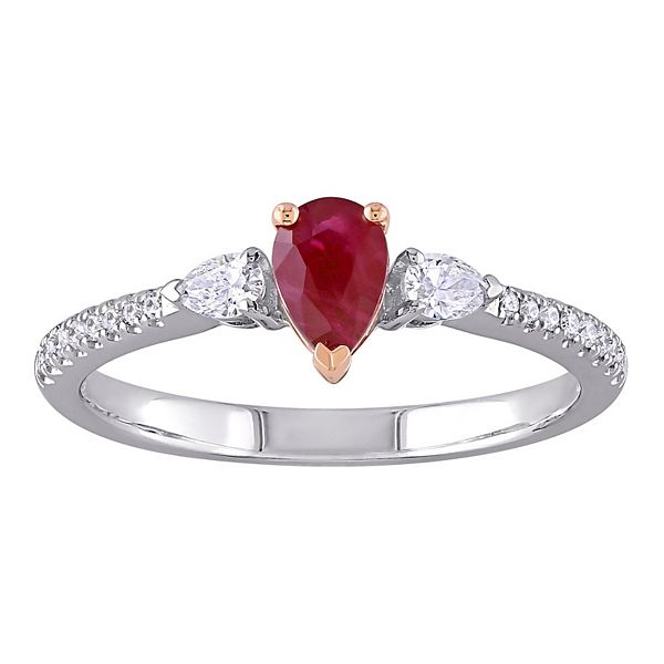 Stella Grace 14k Two Tone Gold Ruby & 1/4 Carat T.W. Diamond Ring