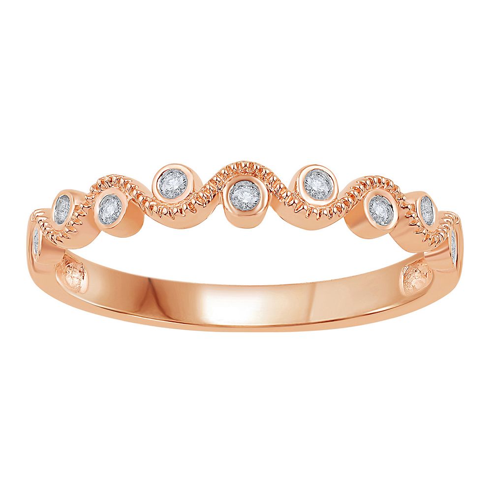 Diamond Medley 10k Rose Gold Diamond Accent Wave Loop Stackable Ring