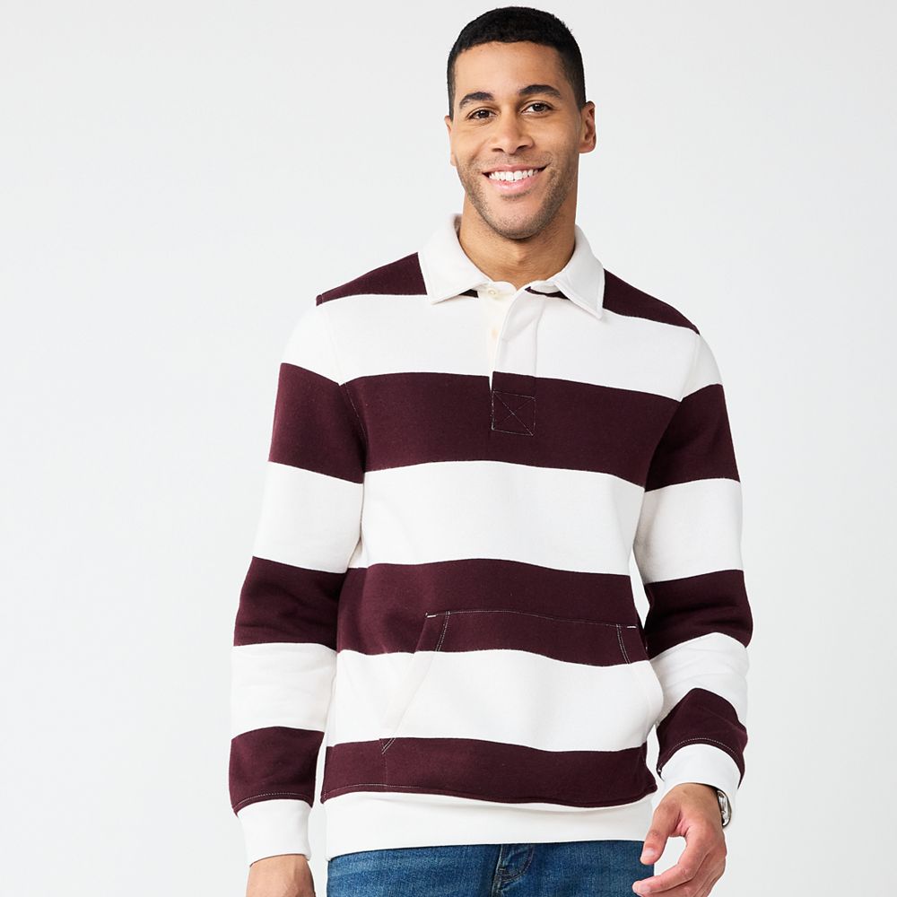 Men's Sonoma Goods For Life® Striped Fleece Rugby Pullover