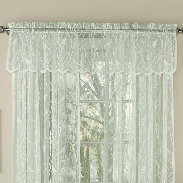 Sweet Home Knit Lace Polyester Songbird Motif Kitchen Valance