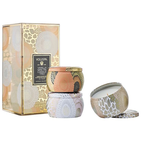Voluspa Mini Vanilla Tin Candle Set