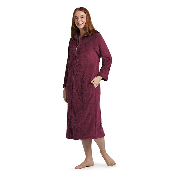 Women's Miss Elaine Essentials Sculptured Fleece Zipper Robe