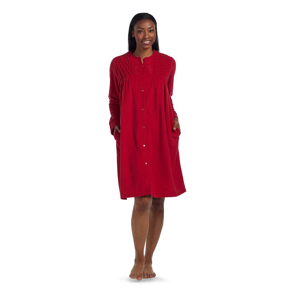 Women's Miss Elaine Essentials Brushed Back Terry Short Snap Robe