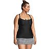 Plus Size Lands' End UPF 50 Tie-Front Underwire Bust Enhancer Tankini Top
