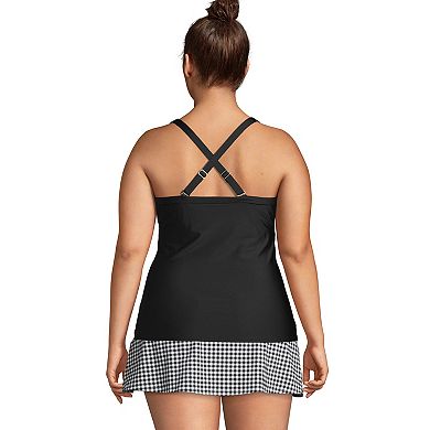 Plus Size Lands' End UPF 50 Tie-Front Underwire Bust Enhancer Tankini Top