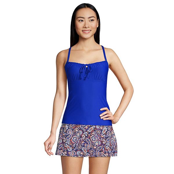Women's Lands' End UPF 50 Tie-Front Underwire Tankini Swim Top