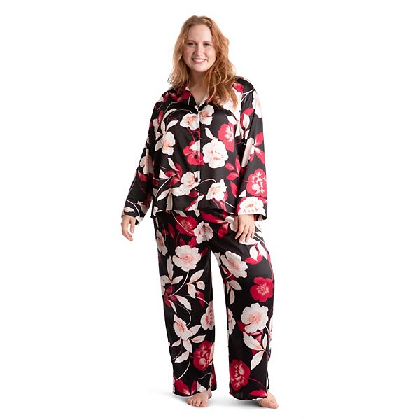 Plus Size Lilac+London Satin Pajama Shirt & Pajama Pants Sleep Set